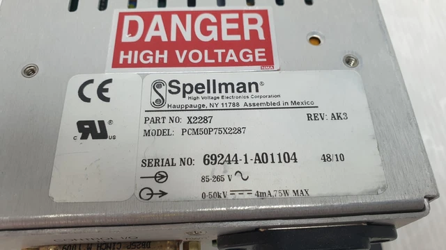 SPELLMAN X-RAY POWER Supply; X2287 PCM50P75X2287 REV.AK3 £249.12 ...