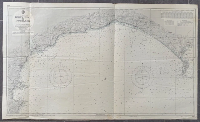 1954 (1965) ANTIQUE Map; Admiralty Chart 3315, Berry Head to Portland £ ...