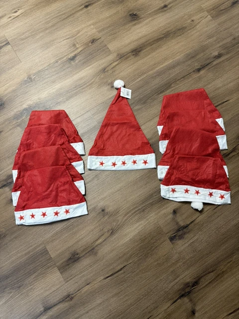 9-FLASHING RED STARS Christmas Holiday Santa Light-Up Felt Hat Unisex ...