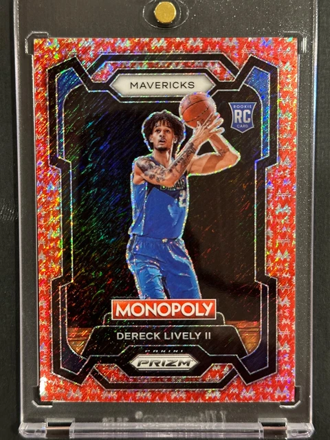 2023-24 PRIZM MONOPOLY Dereck Lively II Red Money Shimmer SP/100 Rookie ...