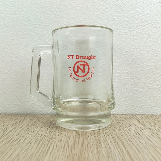 NT DRAUGHT BEER Glass Short Stein Red Script The Taste of The Territory ...