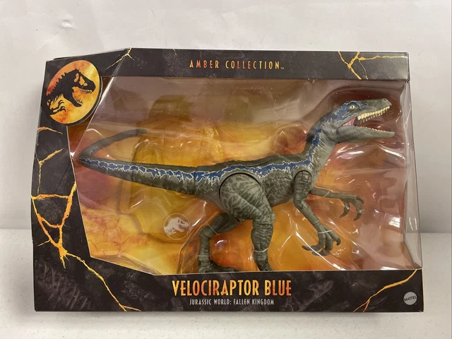 JURASSIC WORLD AMBER Collection 6” Velociraptor Blue New TORN TAIL £29. ...