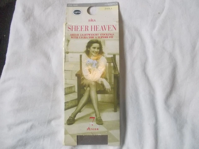 VINTAGE BHS SHEER Heaven lightweight Stockings, 7 Denier, colour Paola ...