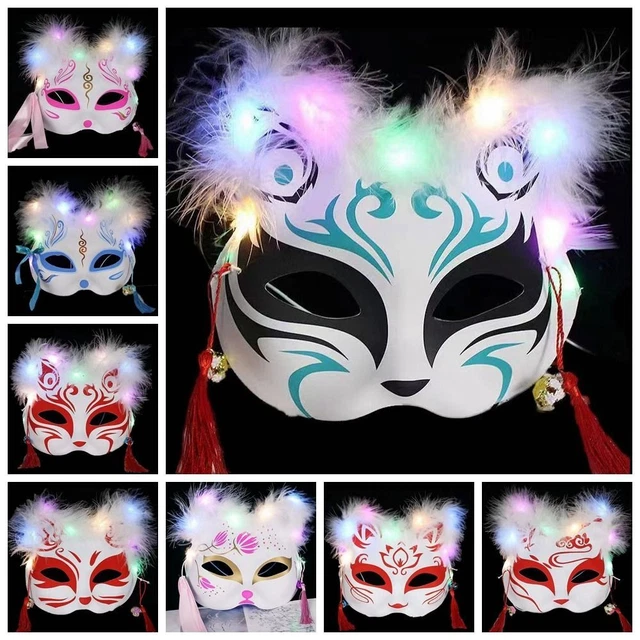 LUMINOUS FOXES MASK Anime Cat Masks Fun LED Mask Masquerade Festival ...