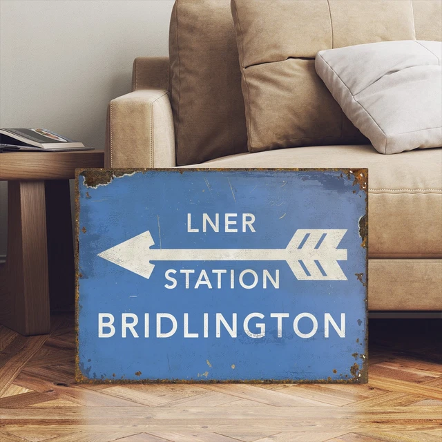 VINTAGE STYLE ENGLISH Railway Bridlington LNER Station Sign £24.00 ...