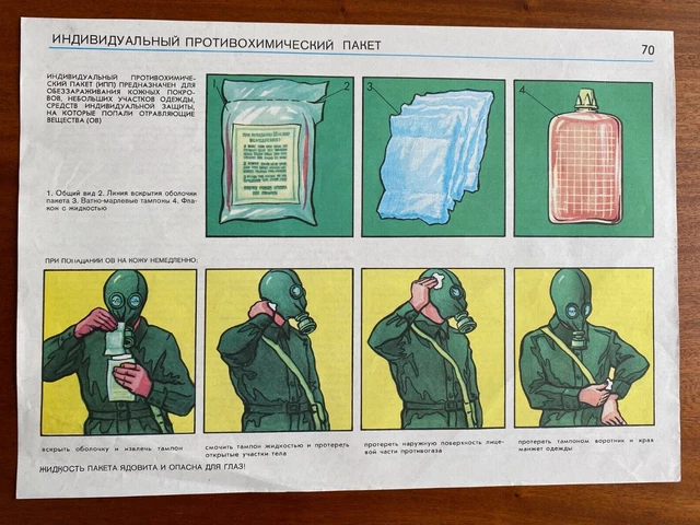 SOVIET MILITARY POSTER Nuclear War USSR Chemical Weapon Vintage Civil ...