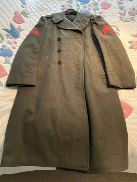 WWII US MARINE Corps Usmc Green Alpha Dress Overcoat Coat Tunic Pacific ...