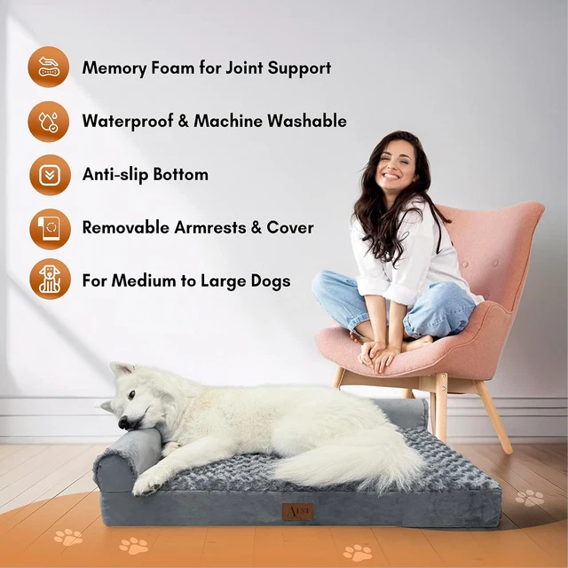 ALST-ORTHOPEDIC DOG BED - Dog Bed Large 100×60×20Cm, L-Shaped with ...