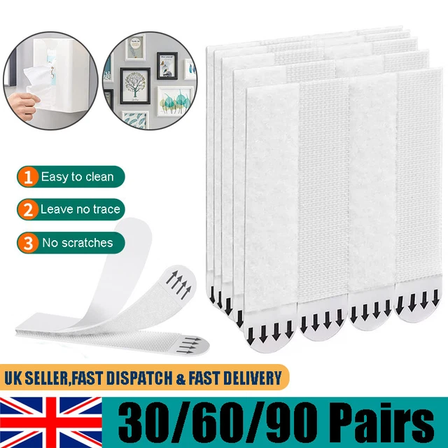 30/60/90 PAIRS COMMAND Strips Self Adhesive Wall Hanging Picture Frames ...