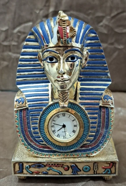 “THE MASK OF Tutankhamun” Hand Painted Table Clock, A Franklin Mint Ltd ...