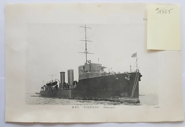 CRIBB WW1 1915 Photo Print Destroyer HMS Foxhound HMS Mohawk HM Torpedo ...