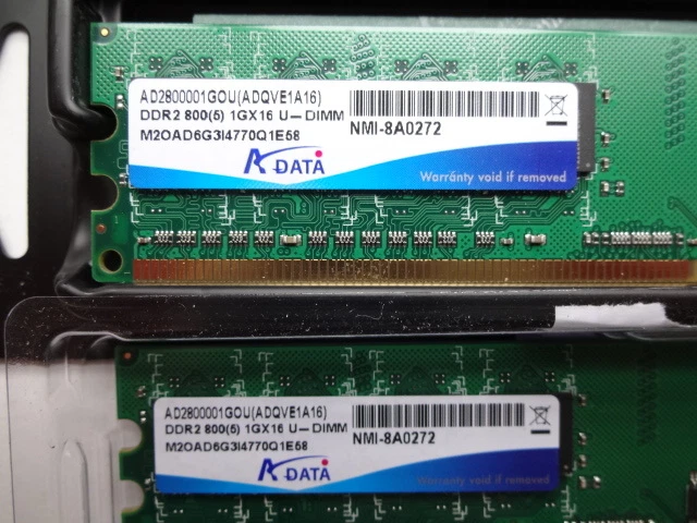 2X ADATA 1GB RAM AD2800001GOU DDR2 800(5) PC2-6400U 1GX16 ADQVE1A16 ...