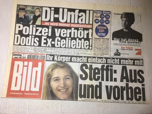 BILD ZEITUNG, 31. Januar 1998, Bild Zeitung, 31.01.1998, Steffi EUR 25 ...