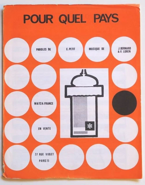 PARTITION VINTAGE SHEET music CLAUDINE PETIT : Pour Quel Pays * 70's ...