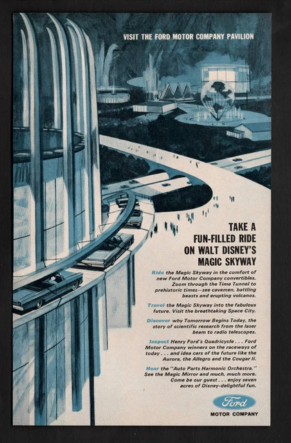 DISNEY'S MAGIC SKYWAY FORD Motor Co 1964 NY World's Fair Attraction AD ...