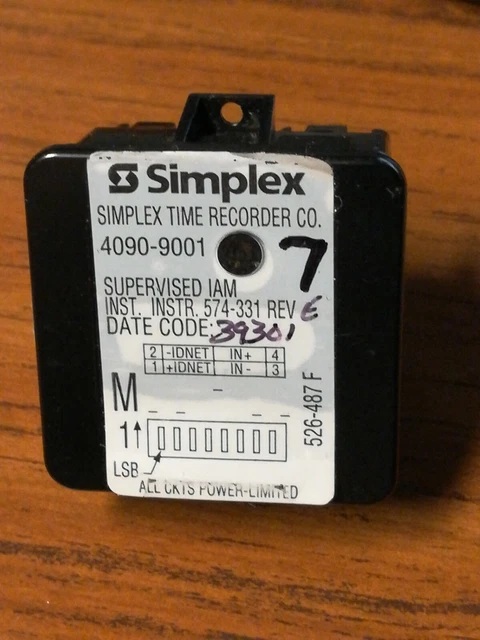 FIRE ALARM SIMPLEX 4090-9001 RELAY INDIVIDUAL ADDRESSABLE MODULE (IAM ...
