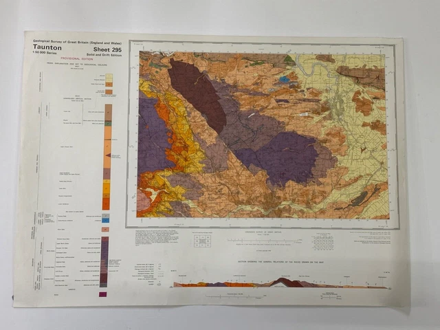 ORDNANCE SURVEY GEOLOGICAL, Solid & Drift, Sheet Map, of Taunton, 1975 ...