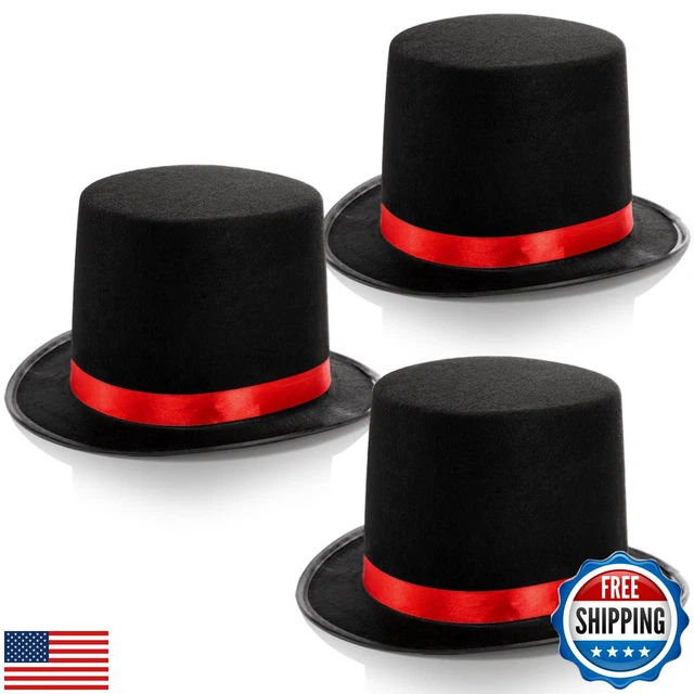 PUMTUS 3 PACK Black Felt Top Hat for Kids, Funny Party Magician Hat ...