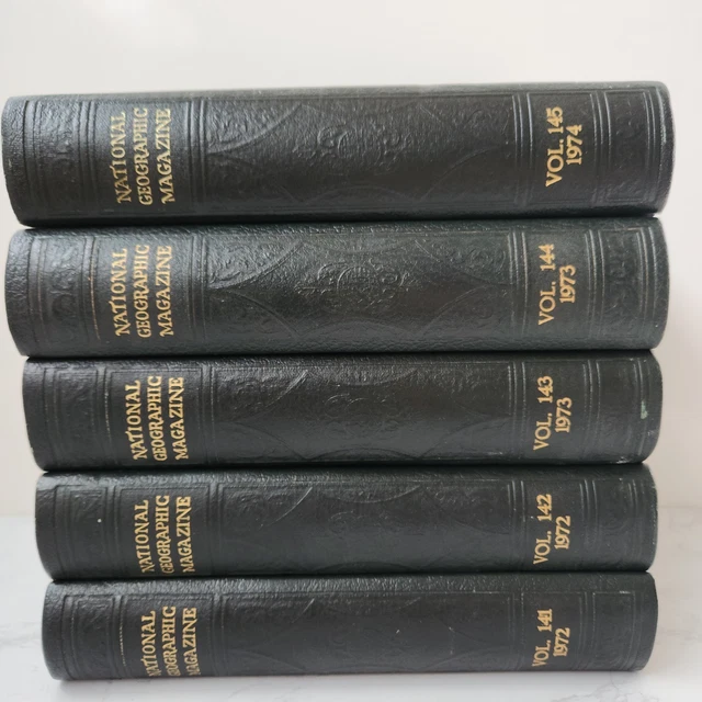 THE NATIONAL GEOGRAPHIC Magazine Hardback x5 - Jan 1972 - June 1974 Vol ...