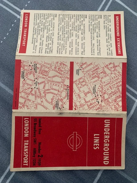 VINTAGE LONDON TRANSPORT Underground Map No . 2 1939 £57.00 - PicClick UK