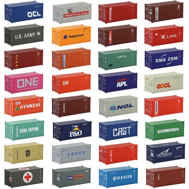 10PCS HO SCALE 1:87 20ft Shipping Container 20' Cargo Box Model Railway ...
