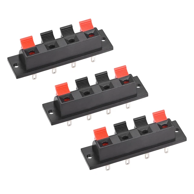 4 WAY SPRING Speaker Push Release Connector Terminals Strip Block WP4-7 ...