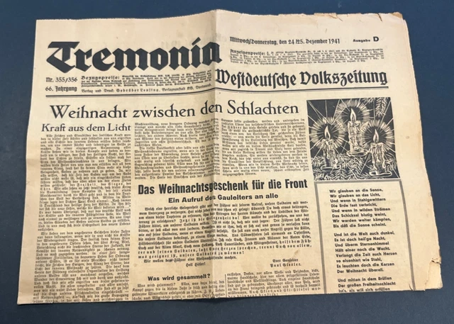 WWII WW2 GERMAN Germany Third Reich Soldiers Christmas Newspaper ...