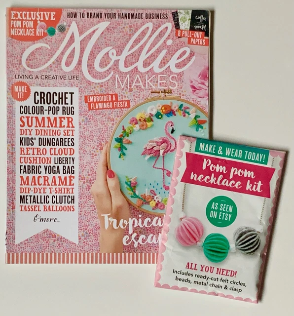 Mollie Makes Magazine Issue 69 With Free T Pom Pom Felt Necklace Kit