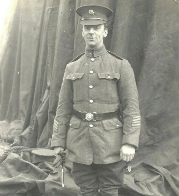 WW1 MILITARY PHOTO Postcard British Staff Sergeant Soldier Regimental ...