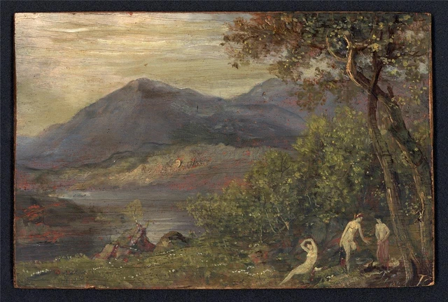 DAVID WATERSON (1870-1954) Oil Painting - Bathers In Scottish Landscape ...