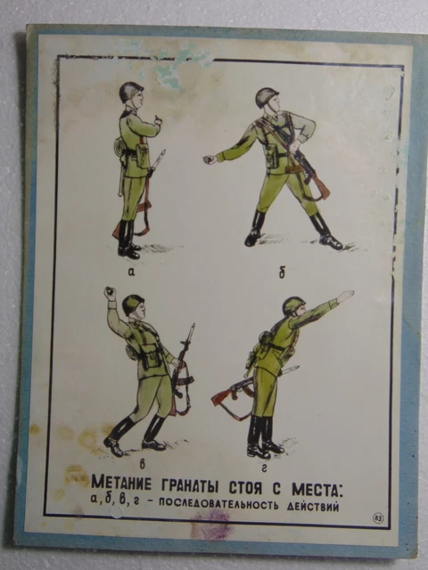 VINTAGE SOVIET MILITARY Army Sign Cold War Throwing a grenade £5.63 ...