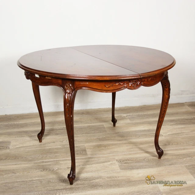 TAVOLO ANTICO ALLUNGABILE In Legno Rotondo Da Pranzo Con Prolunga ...