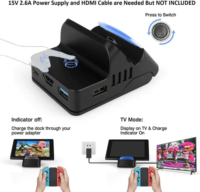 PORTABLE HDMI DOCKING Station Charging Dock TV Adapter For Nintendo ...