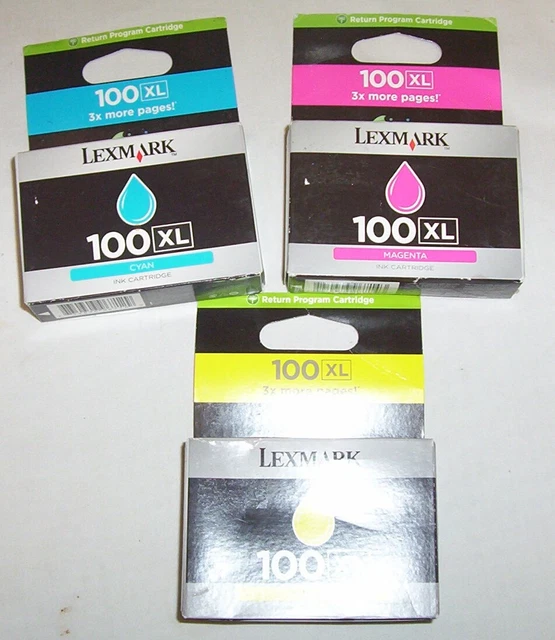 3 X LEXMARK genuine 100XL cartridges cyan,magenta,yellow - Pro708 ...