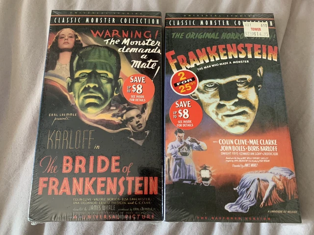 FRANKENSTEIN AND BRIDE Of Frankenstein Movie VHS Sealed Classic Horror ...