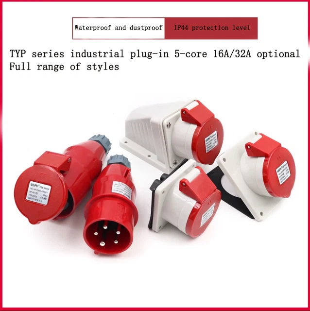 16/32A 5 PIN TYP235/285 Industrial Plug Socket Three-phase Male Female ...