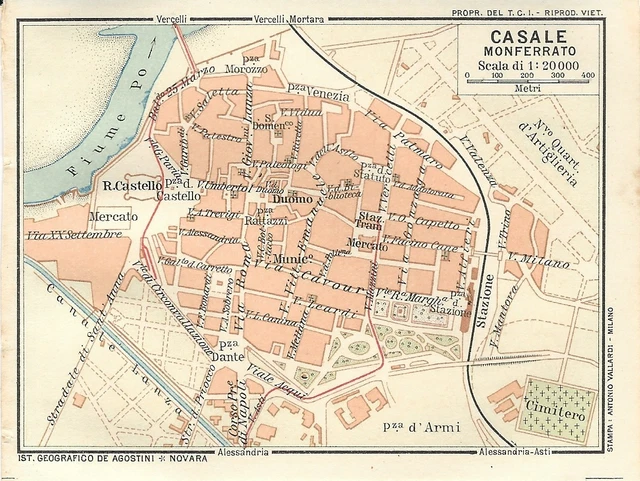 CARTA GEOGRAFICA ANTICA CASALE MONFERRATO Pianta della città 1914 Antique map EUR 12,00 ...