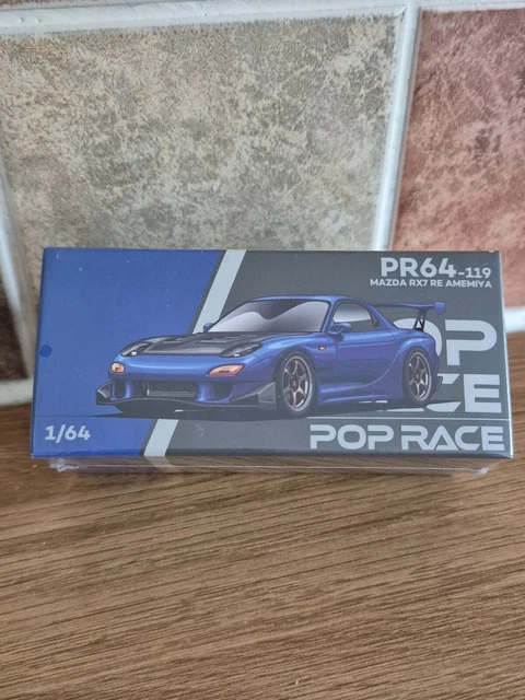 POP RACE 1/64 MAZDA RX-7 (FD3S) RE-AMEMIYA WIDEBODY METALLIC BLUE PR64 ...