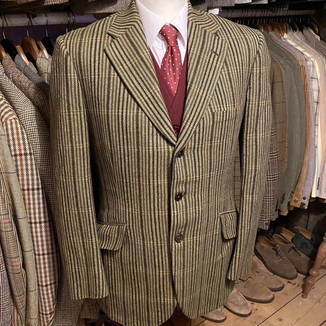 VINTAGE MENS 40R DAKS Russell Gun Check Suit Jacket Blazer Hacking ...