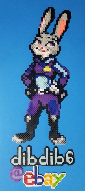 JUDY HOPPS KANDI Perler Zootopia Rave EDC PLUR hama wall art fuse melty ...