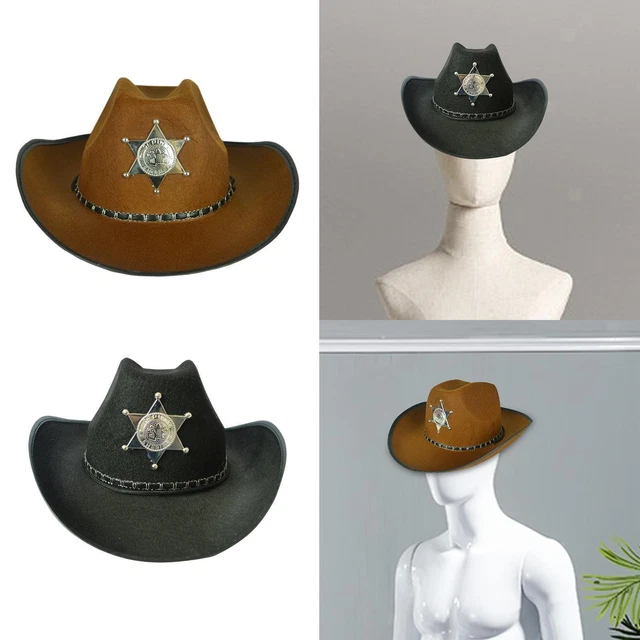 WOMEN MEN WESTERN Cowboy Hat Roll up Brim Cowgirl Hat Party Prop ...