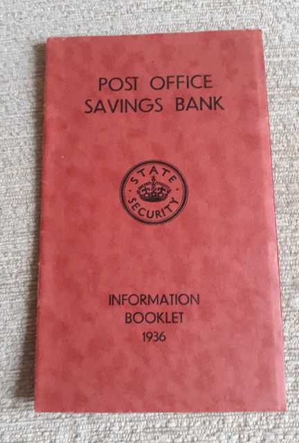 POST OFFICE SAVINGS Bank Information Booklet 1936 Vintage £3.98 ...