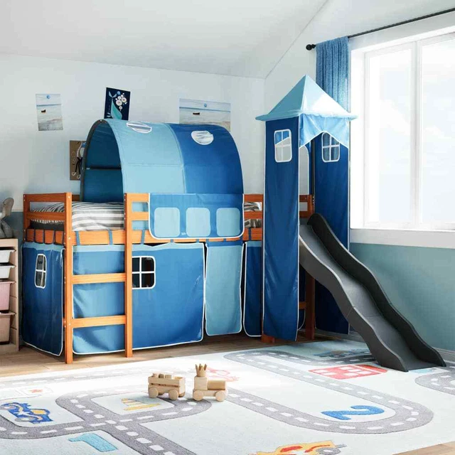 1769798 LETTO A Soppalco con Torre Bambini Blu 90x190cm Massello Pino ...