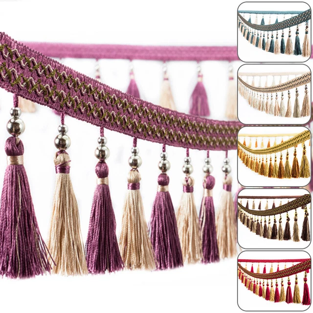 1M CURTAIN TRIM Tassel Fringe Fringing Edging Beaded Lace Braid Sewing ...