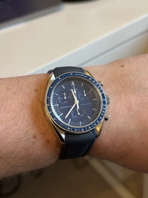 OMEGA X SWATCH Speedmaster Moonswatch Blue Dial £275.00 - PicClick UK