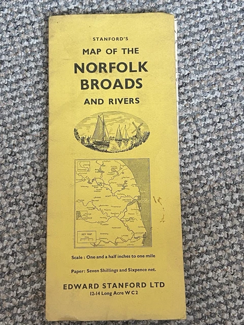 MAP STANFORD'S MAP OF THE NORFOLK BROADS AND RIVERS c1957 Paperback ...