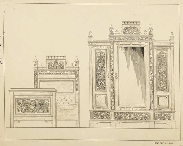 ARMADIO LETTO BED Wardrobe Gründerzeit Architettura Drawing Disegno EUR 50,18 - PicClick IT