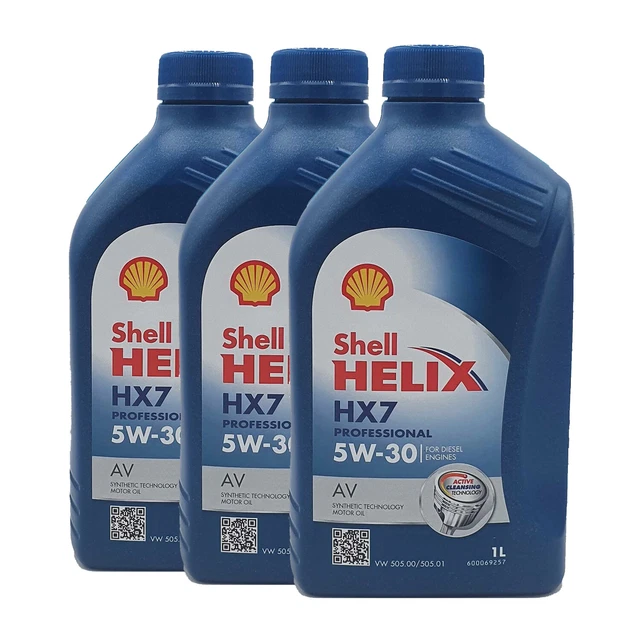 SHELL HELIX HX7 Professional Av 5W-30 Huile VW 505 00, 01, 3x1 Litre ...