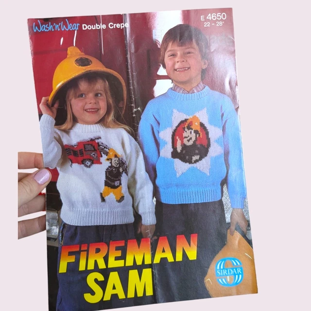 VINTAGE SIRDAR 4650 Girl/ Boy Fireman Sam Jumper Sweater Knitting ...
