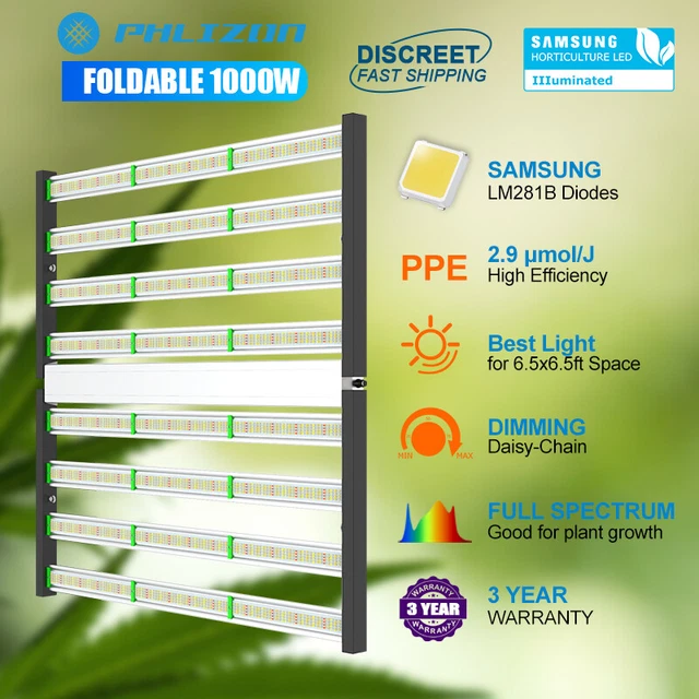 PHLIZON 1000W GROW Light Samsung Full Spectrum Commercial Grow Bar Lamp ...